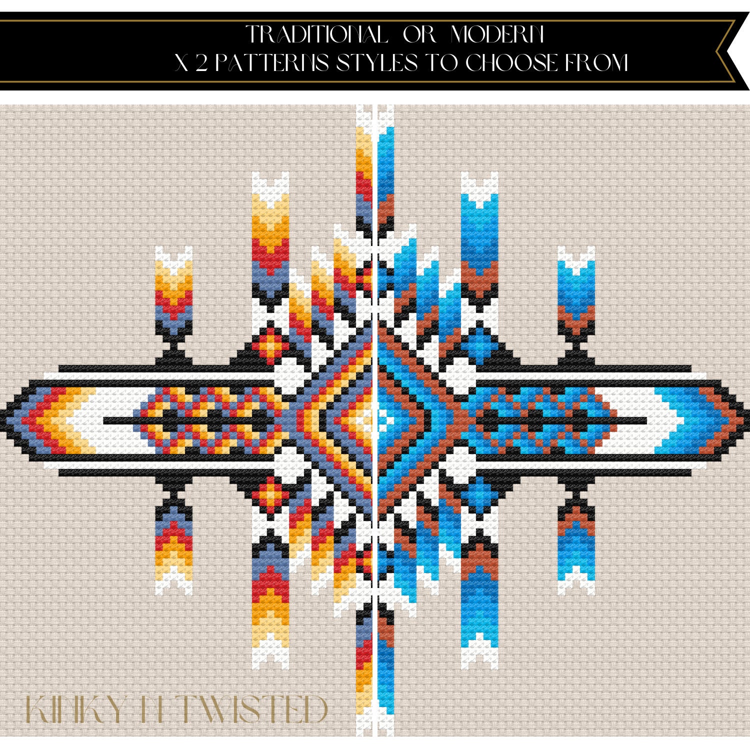 Double Pattern. Traditional Native American Cross Stitch Pattern, Boho ...