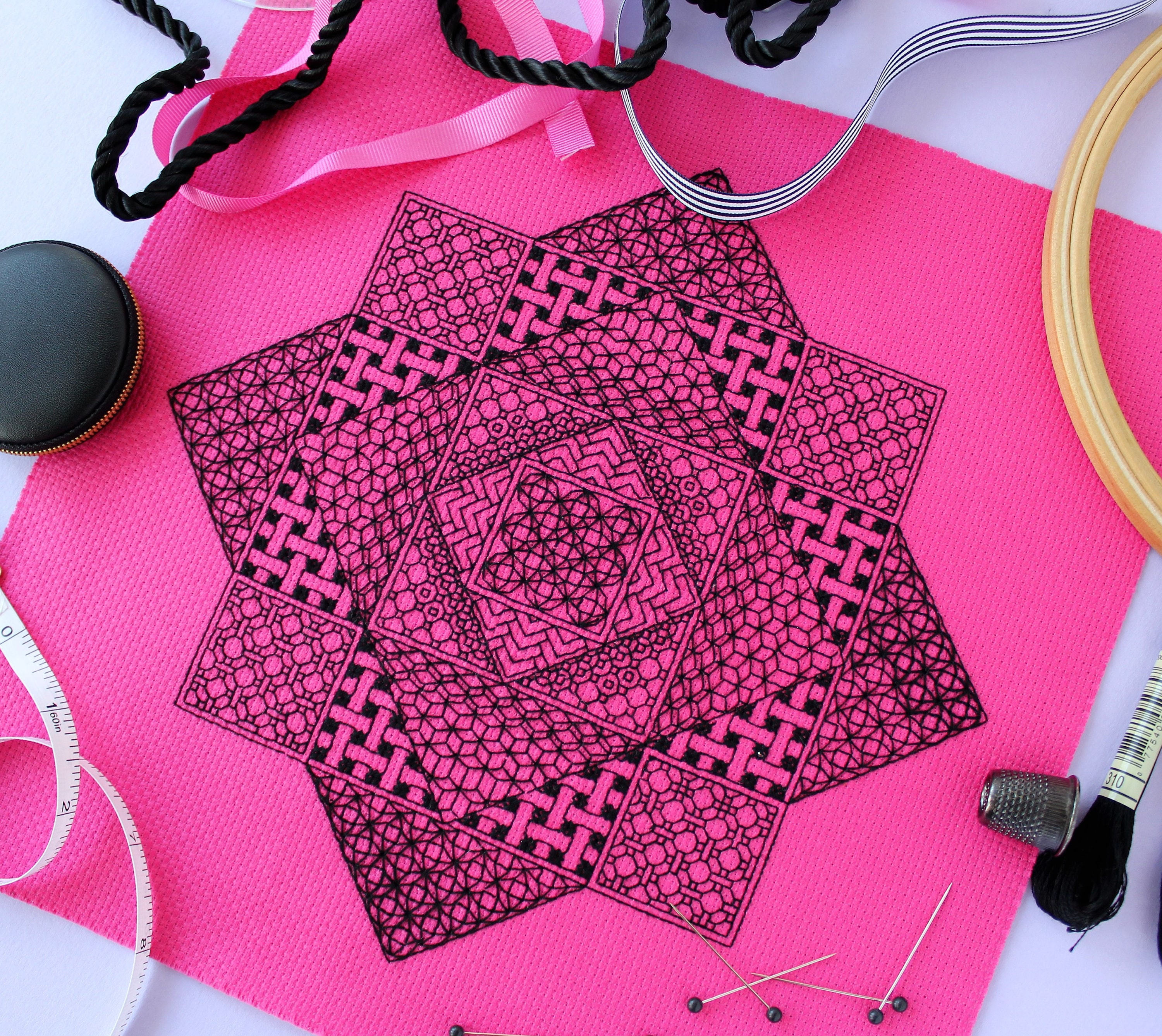 Journey in Blackwork Embroidery Pattern, Modern Boho Cross Stitch ...