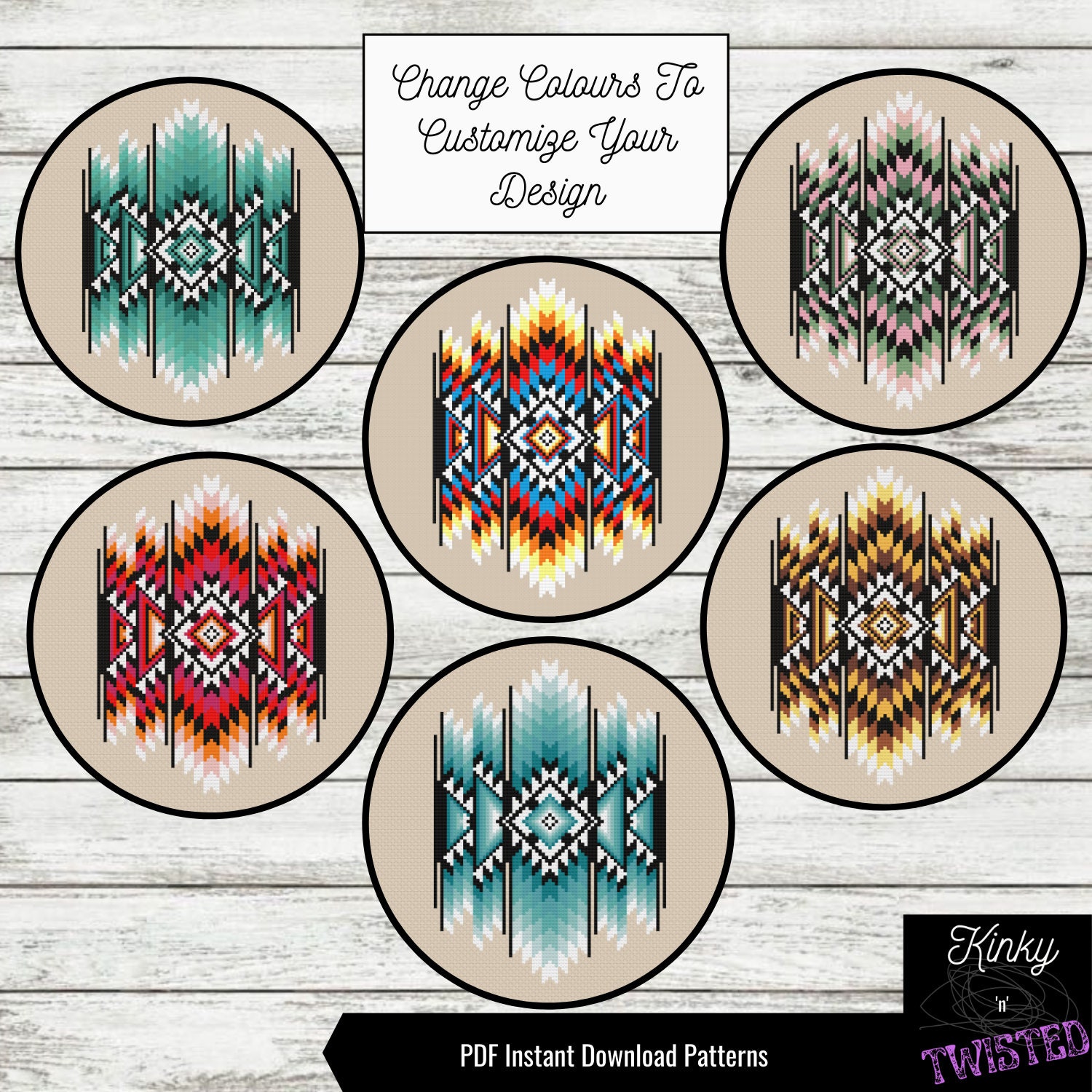 Double Pattern, First Nation Cross Stitch Wall Art Pattern, Modern ...