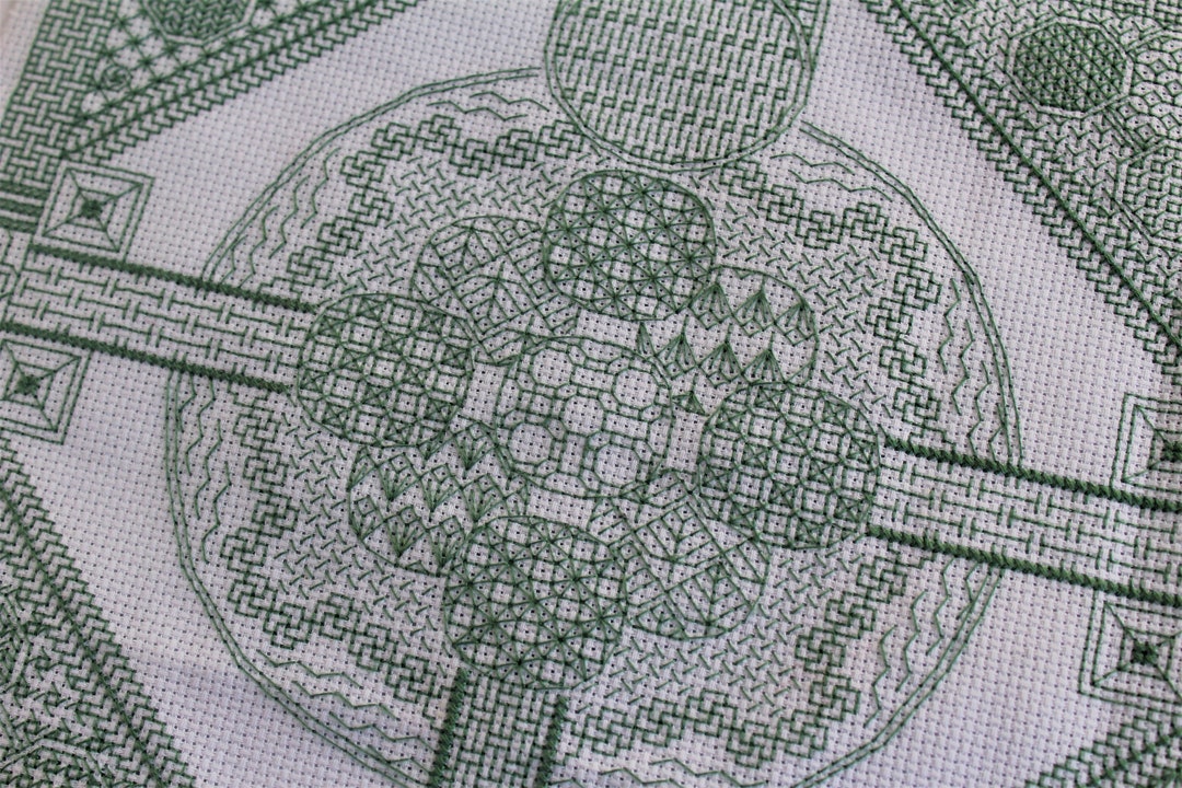 Japanese Zen Garden Blackwork Embroidery Pattern, Modern Journey in ...