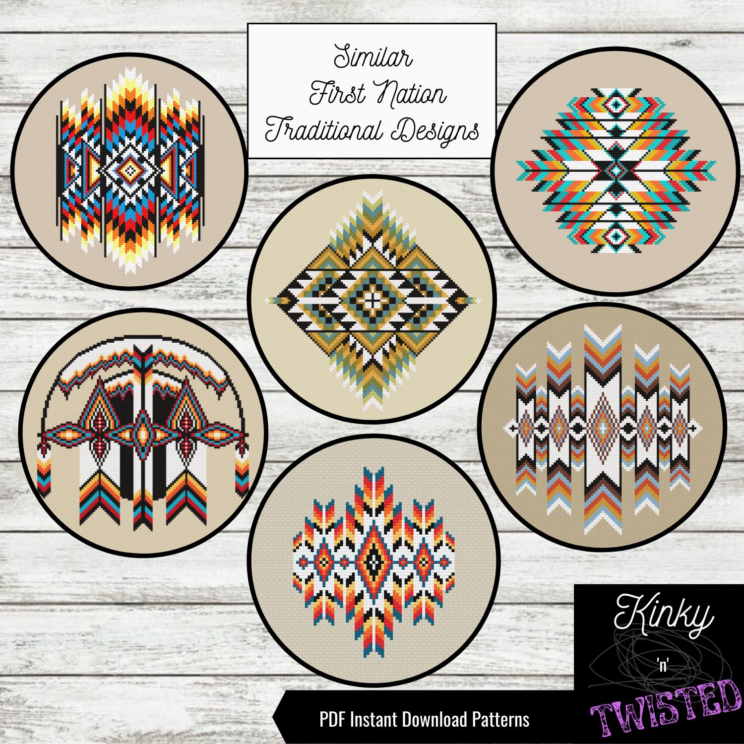Double Pattern, First Nation Cross Stitch Wall Art Pattern, Modern ...