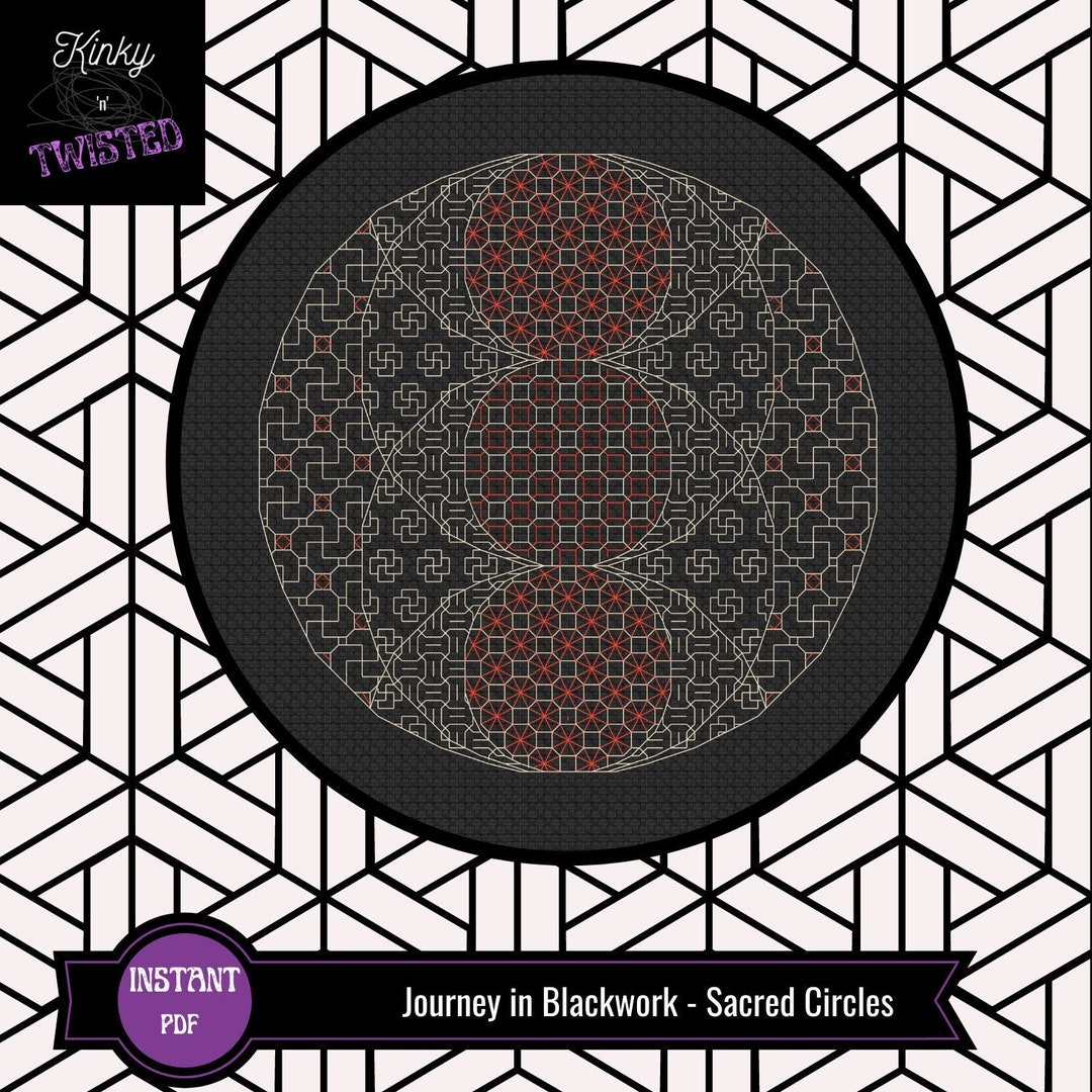 Sacred Circles Modern Blackwork Embroidery Pattern, Geometric Cross ...