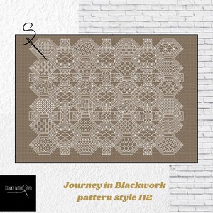 Journey in Blackwork Embroidery Pattern, Modern Boho Cross Stitch Pattern, Geometric Weave ...
