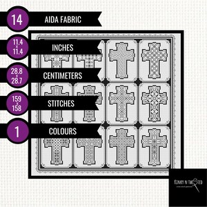 Gothic Blackwork Crosses Cross Stitch Pattern, Black Work Cross Collection Embroidery Chart ...