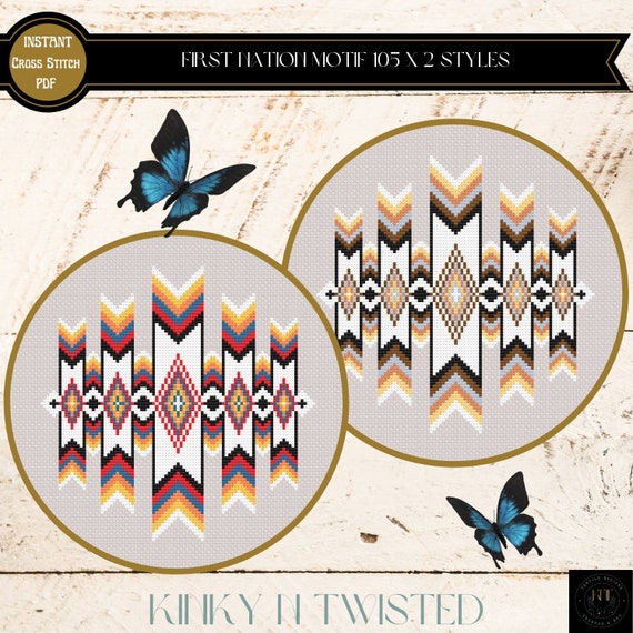 Double Patterntraditional First Nation Cross Stitch Wall Art - Etsy