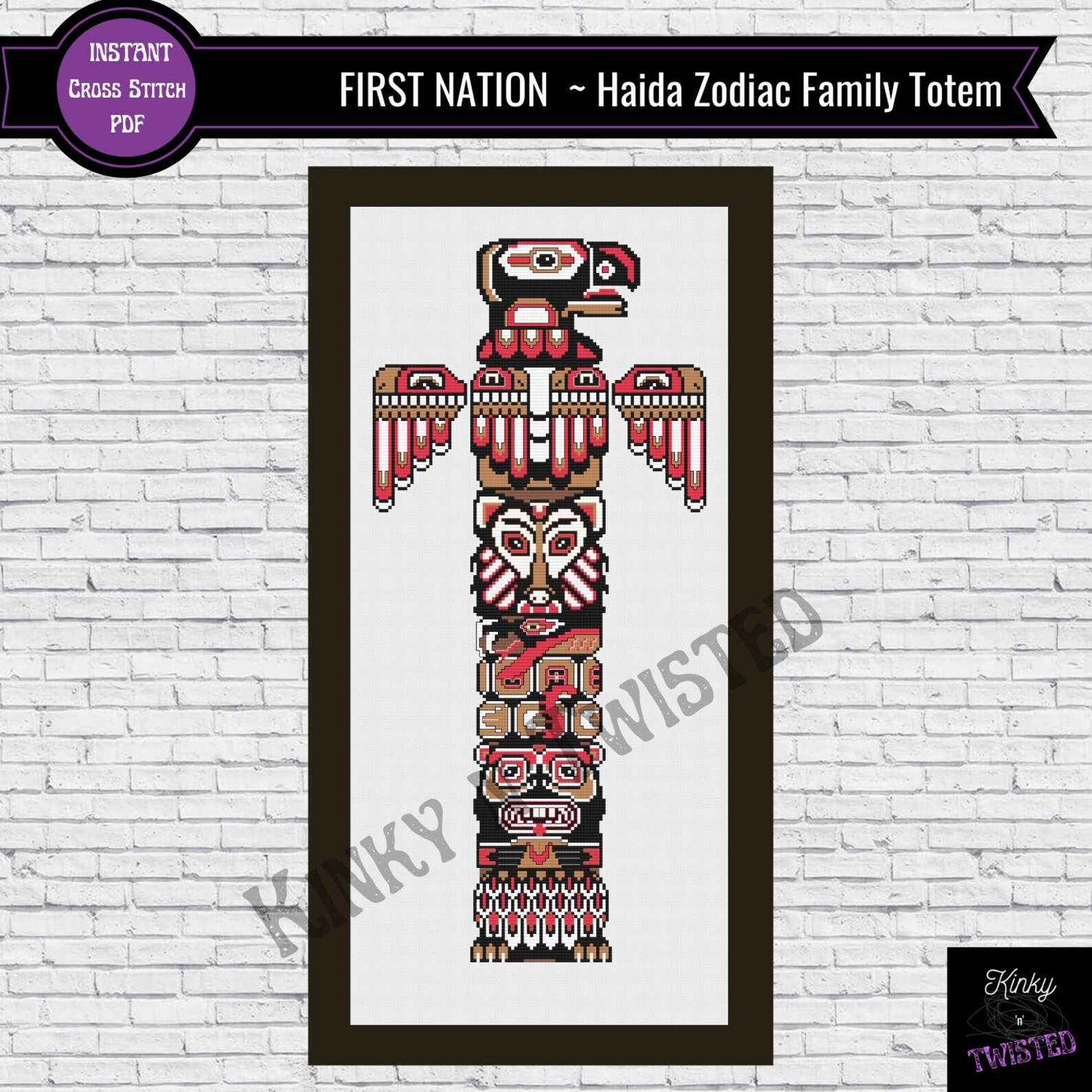 Haida Family Totem Pole Cross Stitch Pattern First Nation - Etsy UK