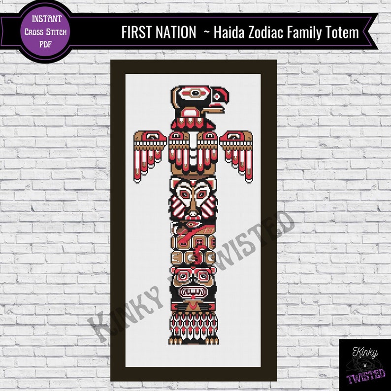 Haida Family Totem Pole Cross Stitch Pattern First Nation - Etsy UK