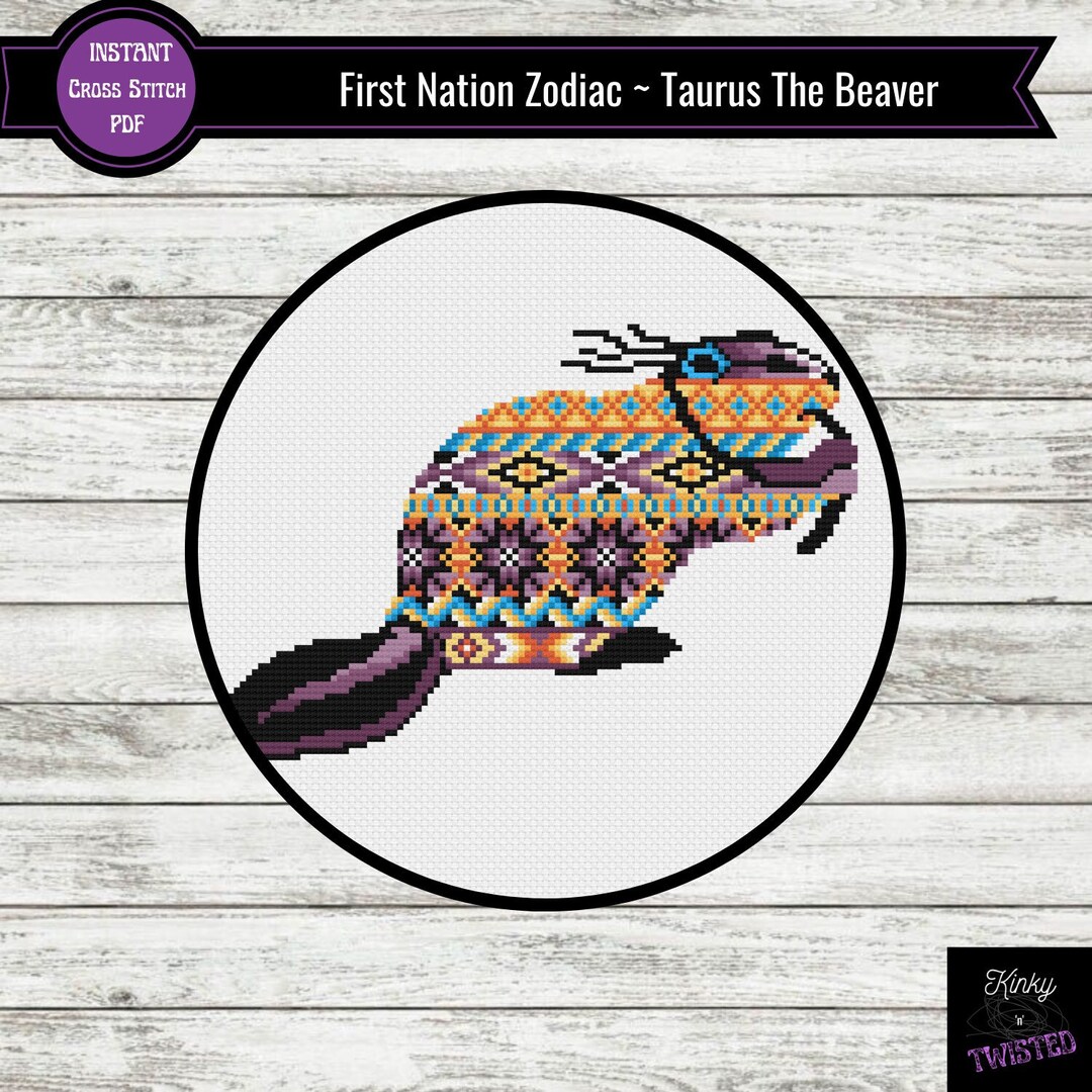 Taurus Native American Cross Stitch Pattern, April Birth Sign ...