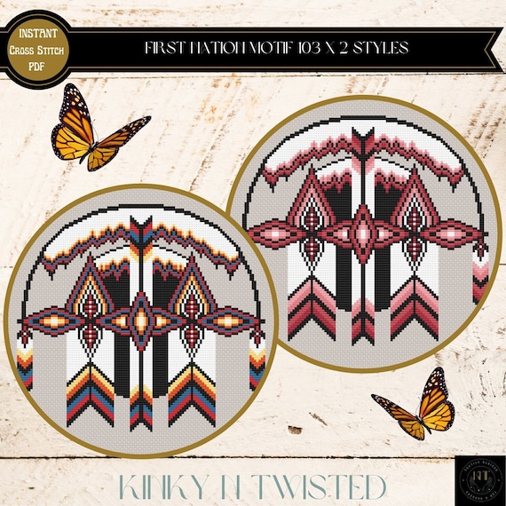 Double Pattern First Nation Cross Stitch Wall Art Pattern - Etsy Australia