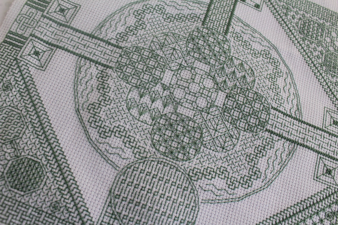 Japanese Zen Garden Blackwork Embroidery Pattern Modern - Etsy