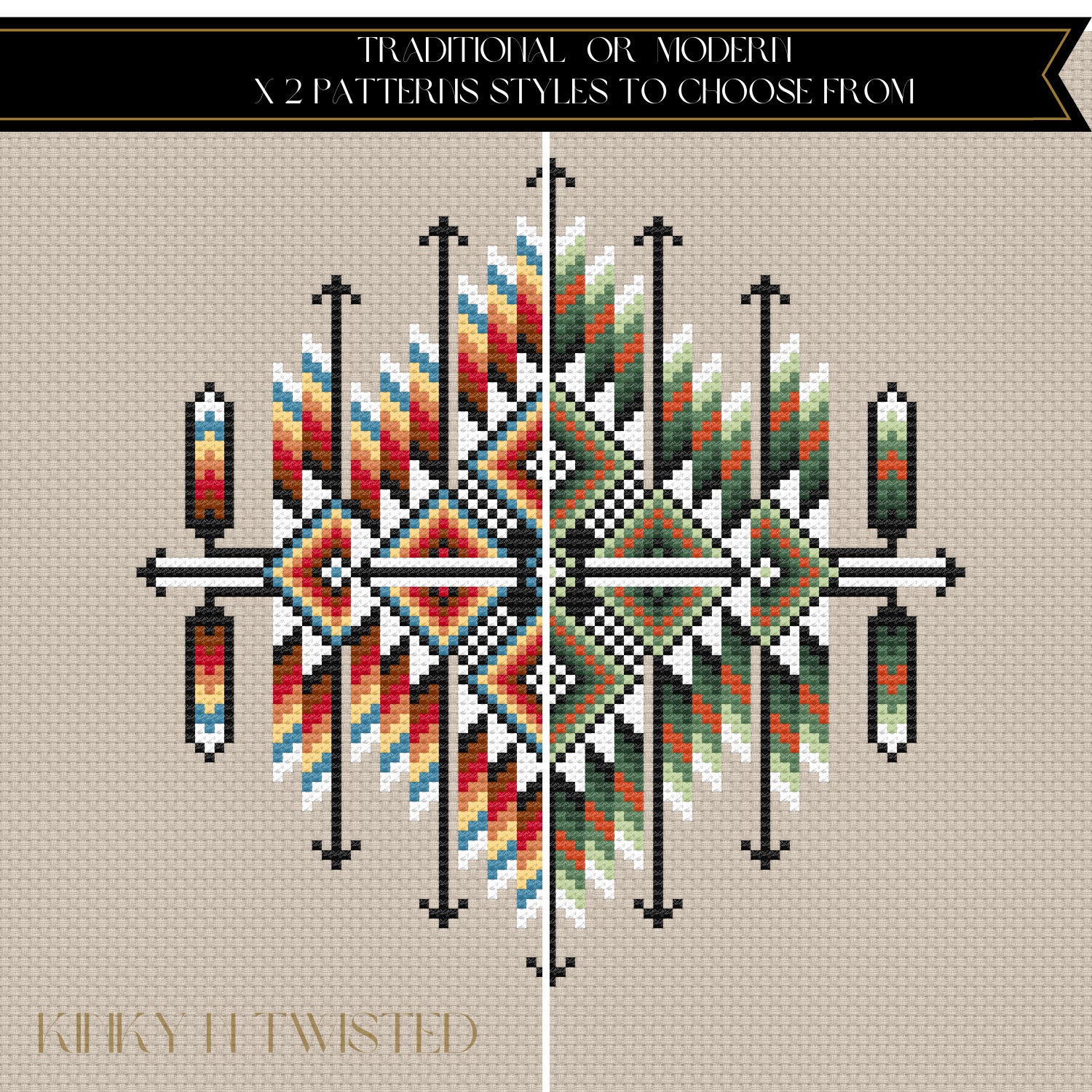 Double Pattern, Traditional First Nation Cross Stitch Pattern, Modern ...