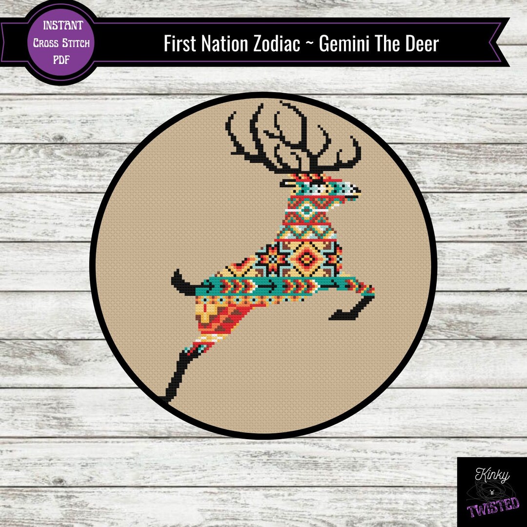 Gemini Birth Sign Native American Spirit Animal Cross Stitch Pattern ...