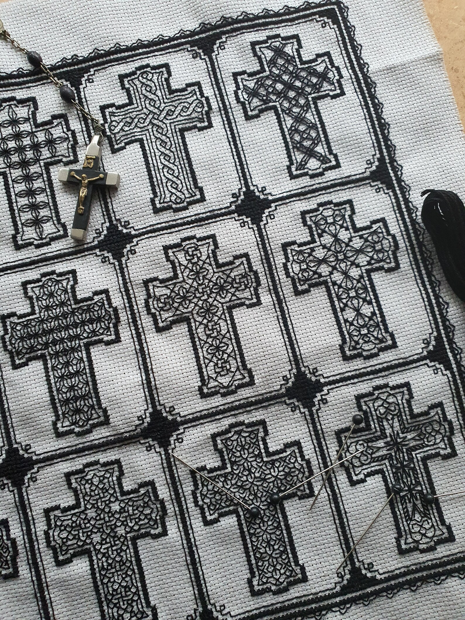 Gothic Blackwork Crosses Cross Stitch Pattern, Black Work Cross ...