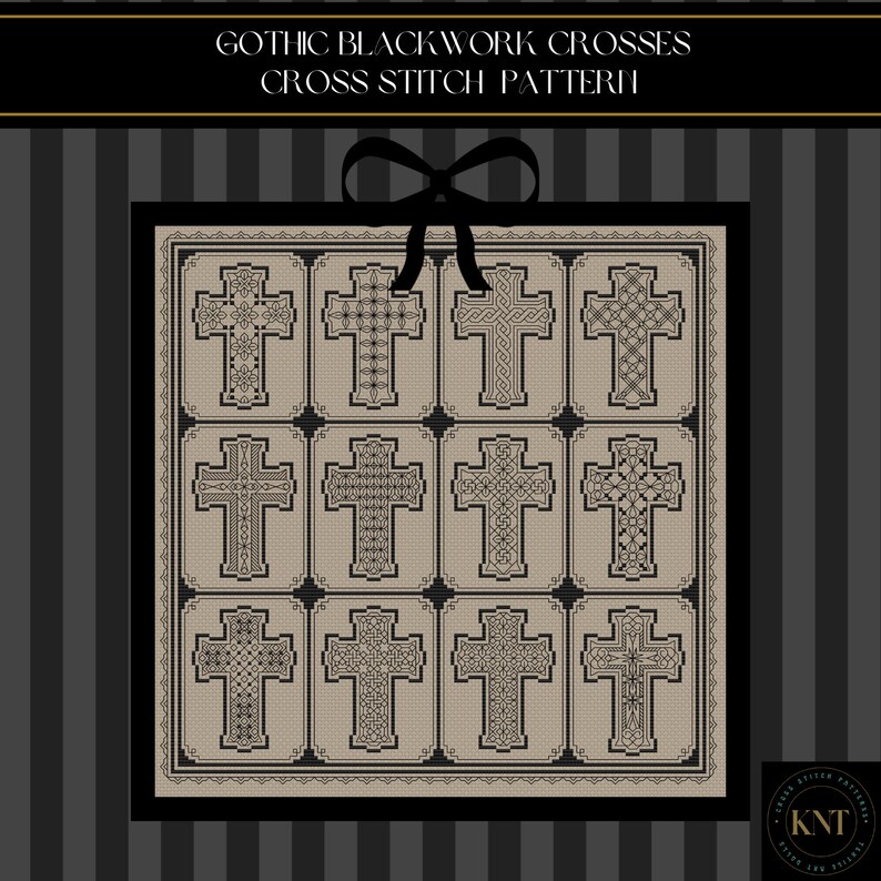 Gothic Blackwork Crosses Cross Stitch Pattern Black Work - Etsy