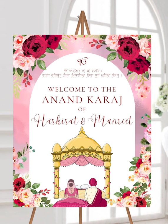 Anand Karaj Welcome Sign Punjabi Wedding Welcome Sign - Etsy