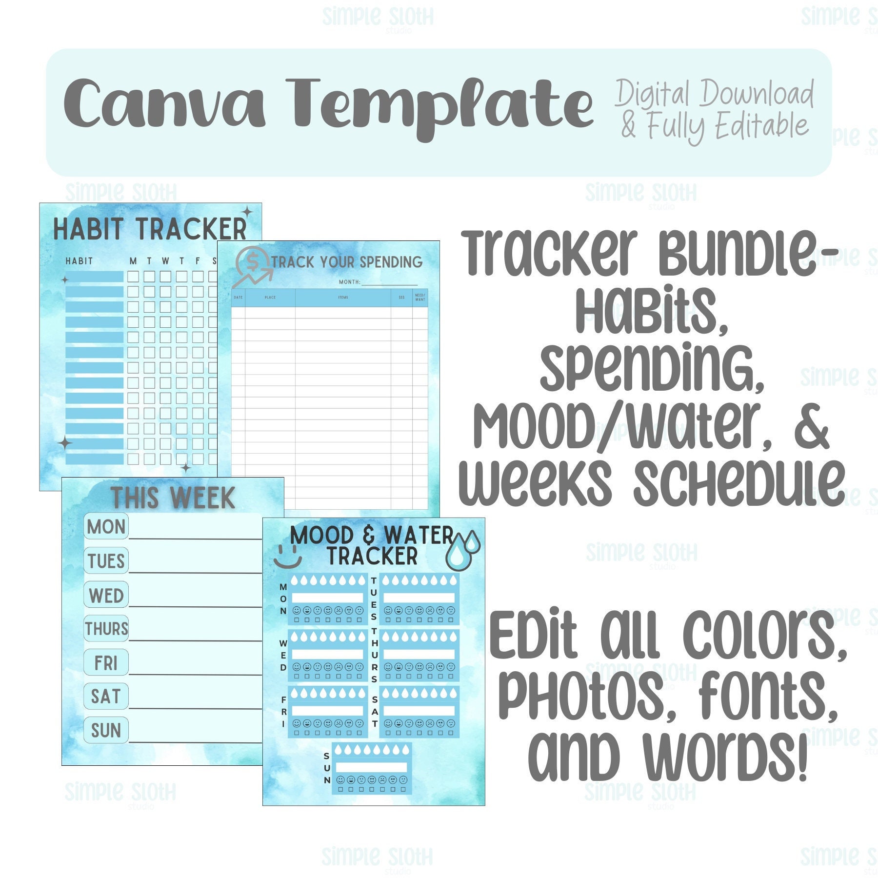 Tie Dye Tracker Bundle Editable Template - Etsy