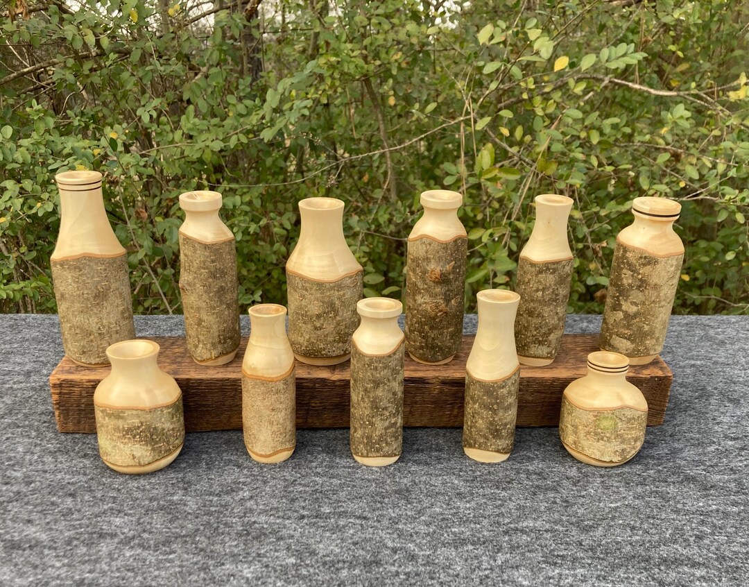 Vase Wood, Hand Turned Live Edge, Twig Pot, Dried Flowers - Etsy