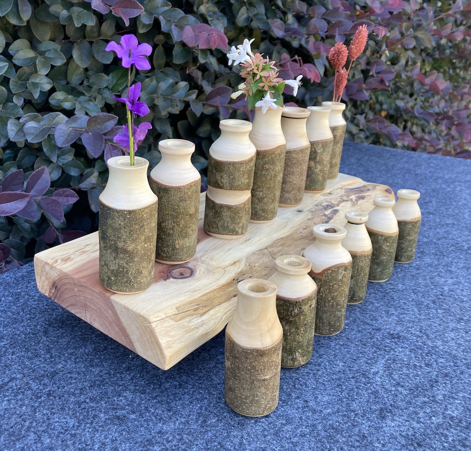 Vase Wood Hand Turned Live Edge Twig Pot Dried Flowers - Etsy