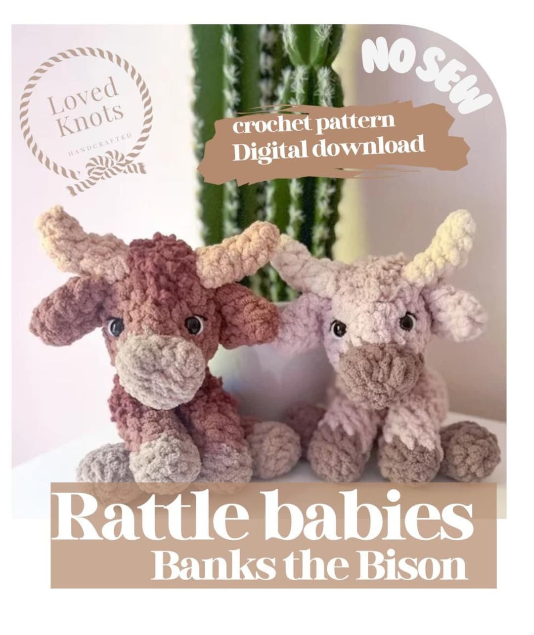 BANKS the BISON- Crochet PATTERN- Rattle Babies- Rattle Animal- Crochet ...