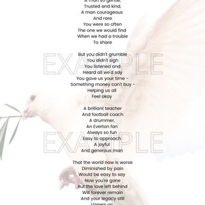 Personalised Poem for Friend, Colleague, Family, Neighbour, Random Act ...