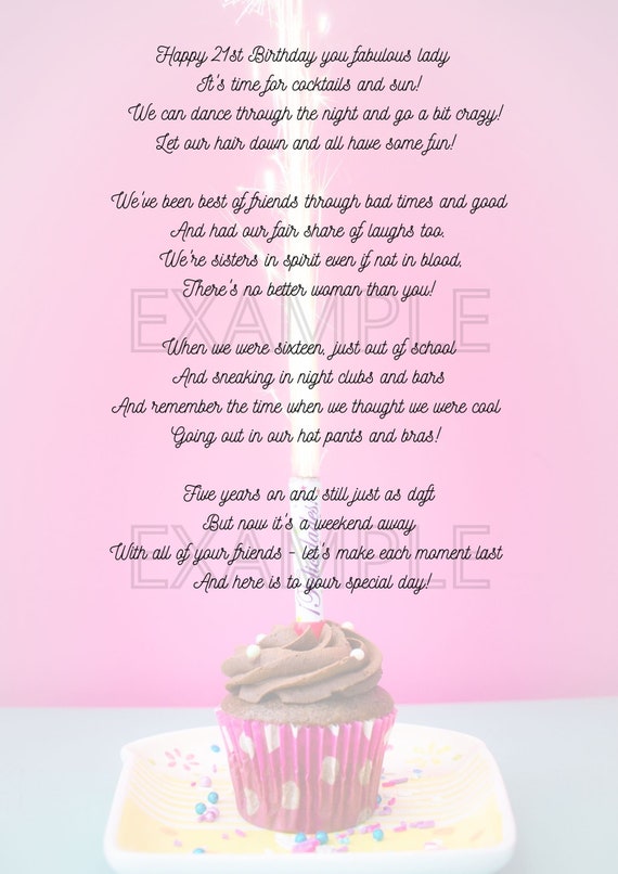 Personalised Poem for All Ages 16th 18th 21st 30th 40th | Etsy