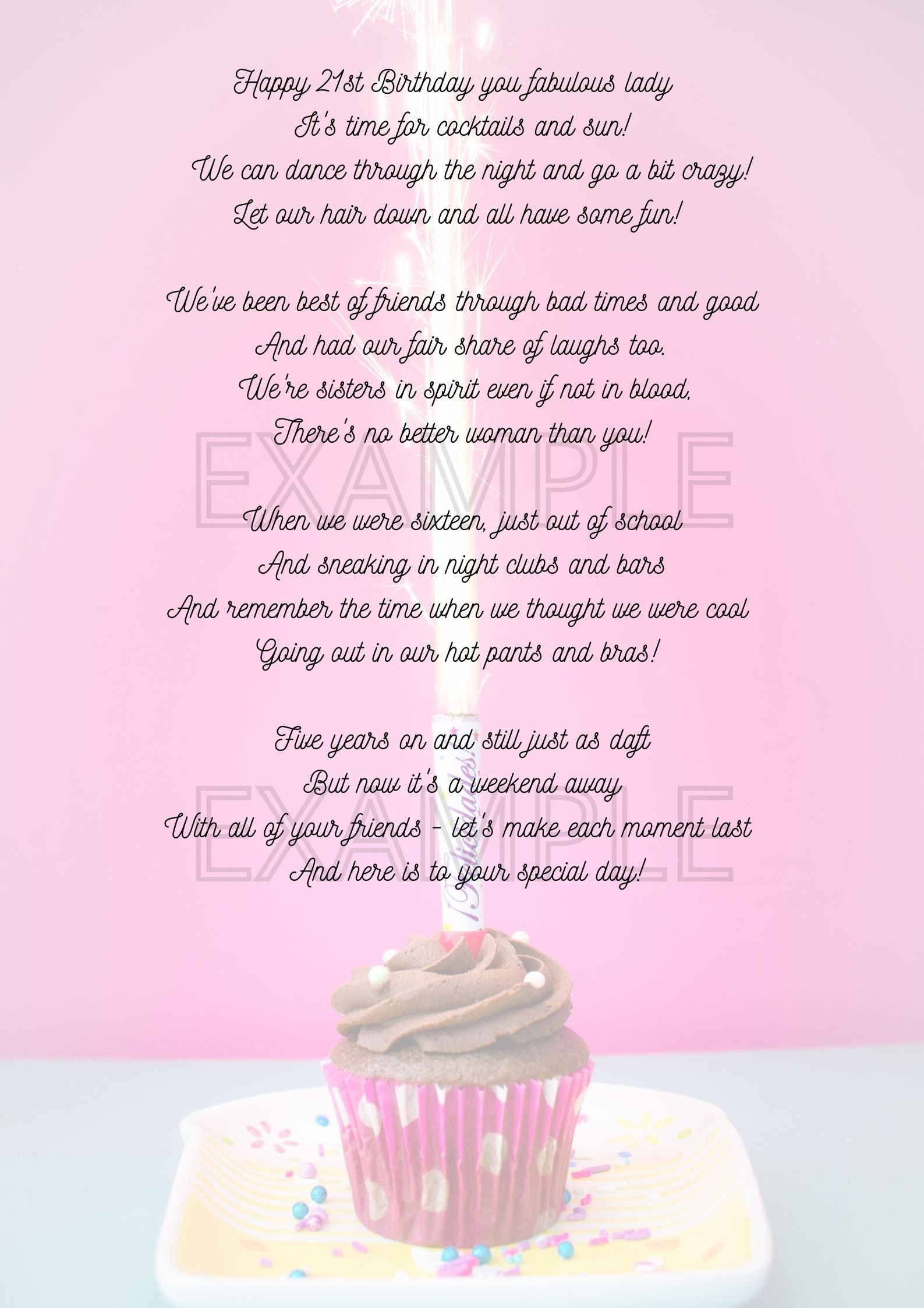 Personalised Poem for All Ages - 16th, 18th, 21st, 30th, 40th, 50th ...