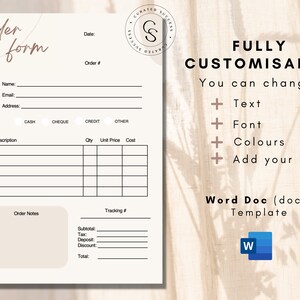 Aesthetic Order Form Neutrals Word and Pages Document - Etsy