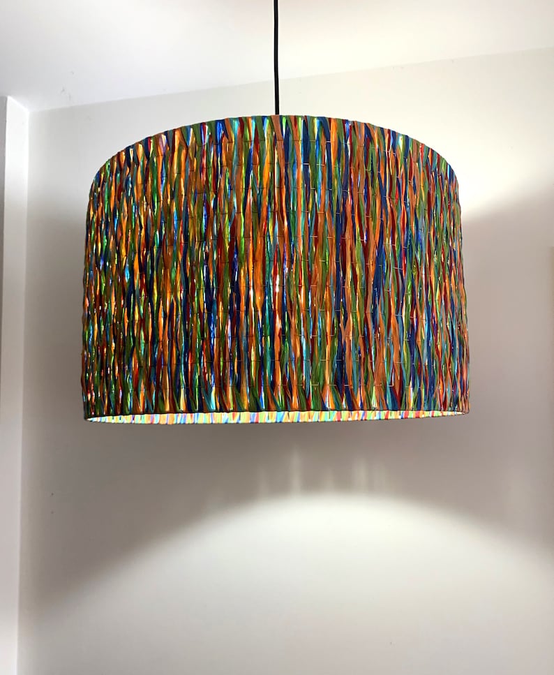 Multicoloured Natural Raffia Lampshade, Bedroom, Living Room, Office ...