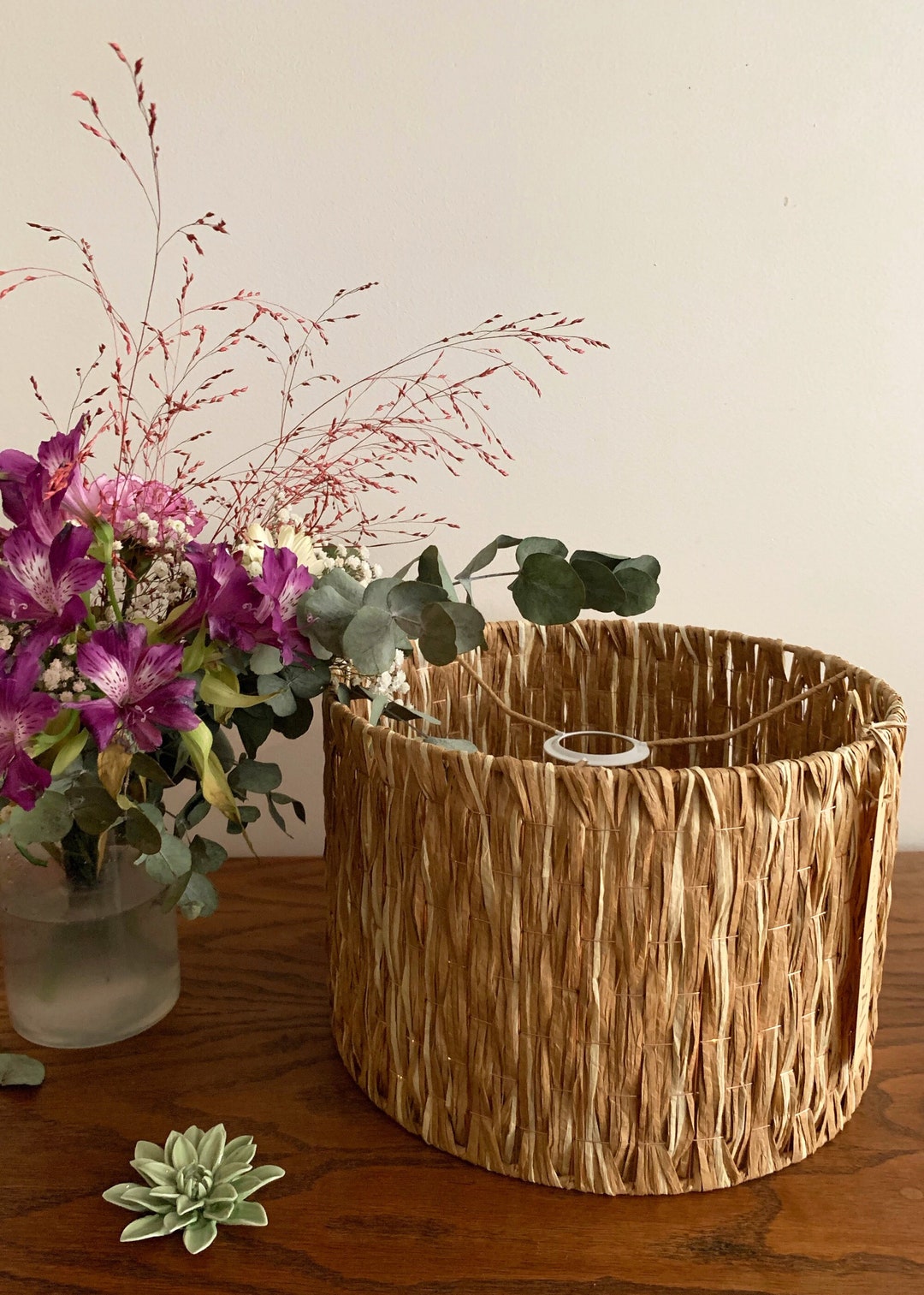 Natural Raffia Lampshade for Suspension or Lamp Base, Warm Light for ...