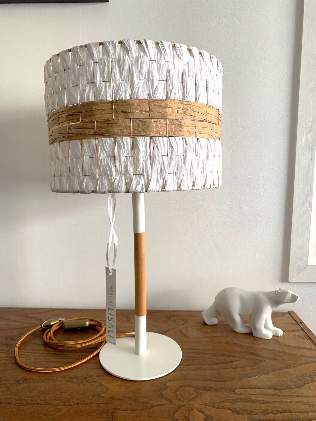 Lampshade in Natural Raffia for Suspension or for Lamp Base, Ambient ...