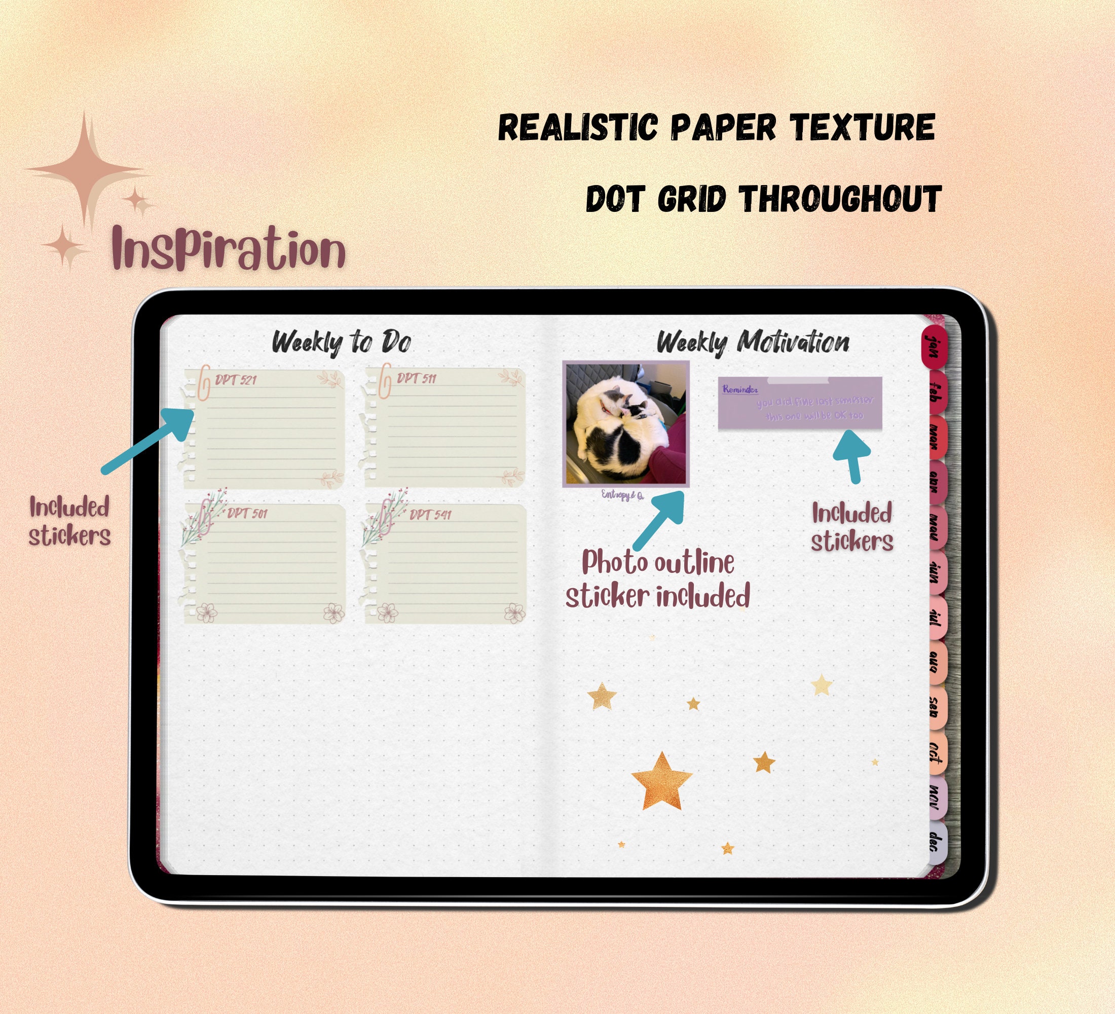 Landscape Digital Bullet Journal Style Planner Realistic Dot - Etsy