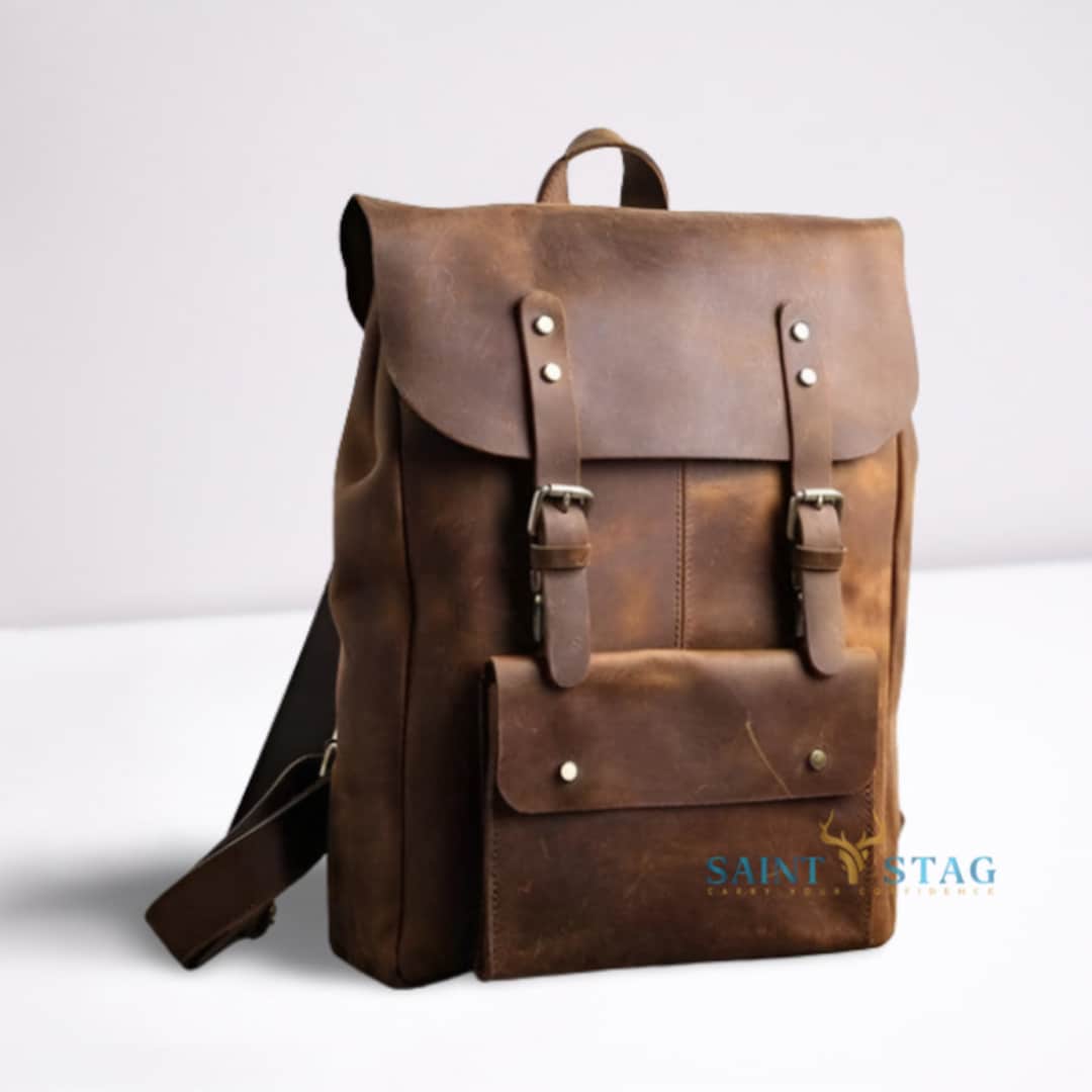 14' Handmade Leather Backpack Travel Rucksack Hiking for - Etsy