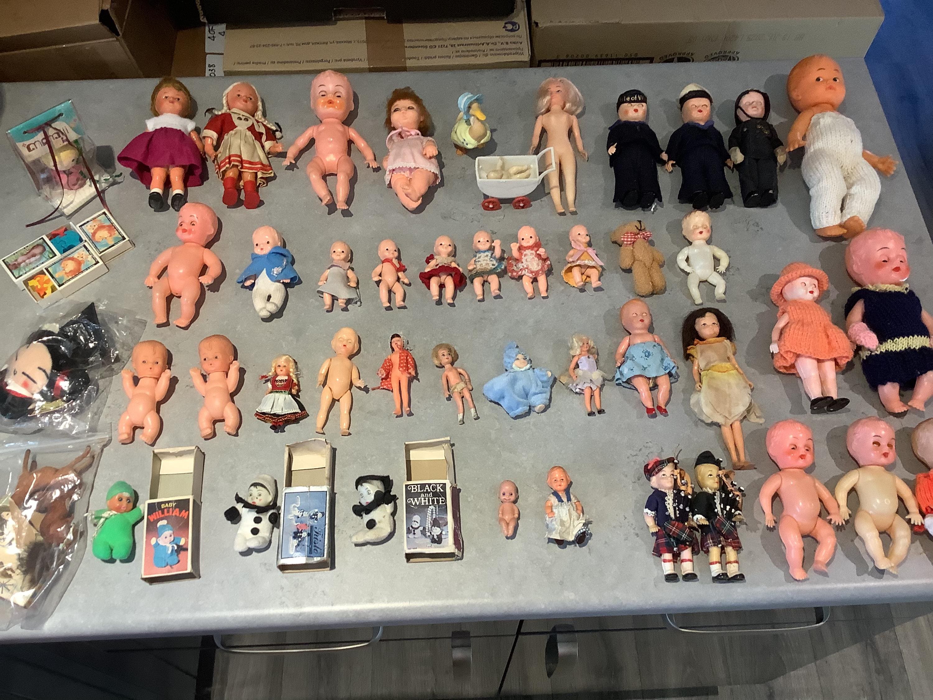 BD. - Various Vintage Dolls, German, Matchbox Baby, Hong Kong, Rubber ...