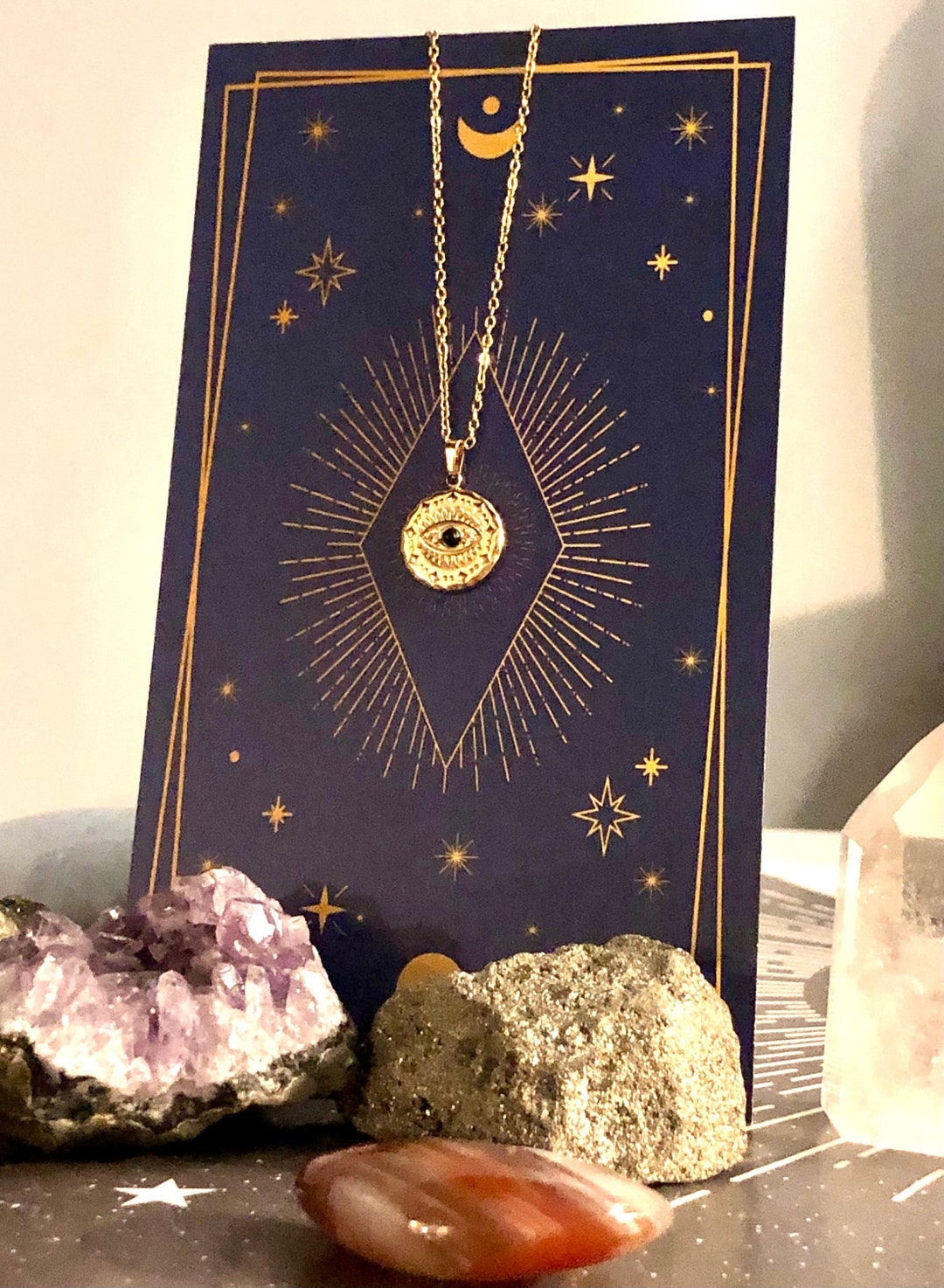 Reiki Infused EVIL EYE Pendant Necklace Stainless Steel NON Tarnish ...