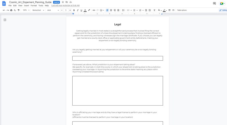 Elopement Planning Guide - Step by Step Planning - Google Doc ...
