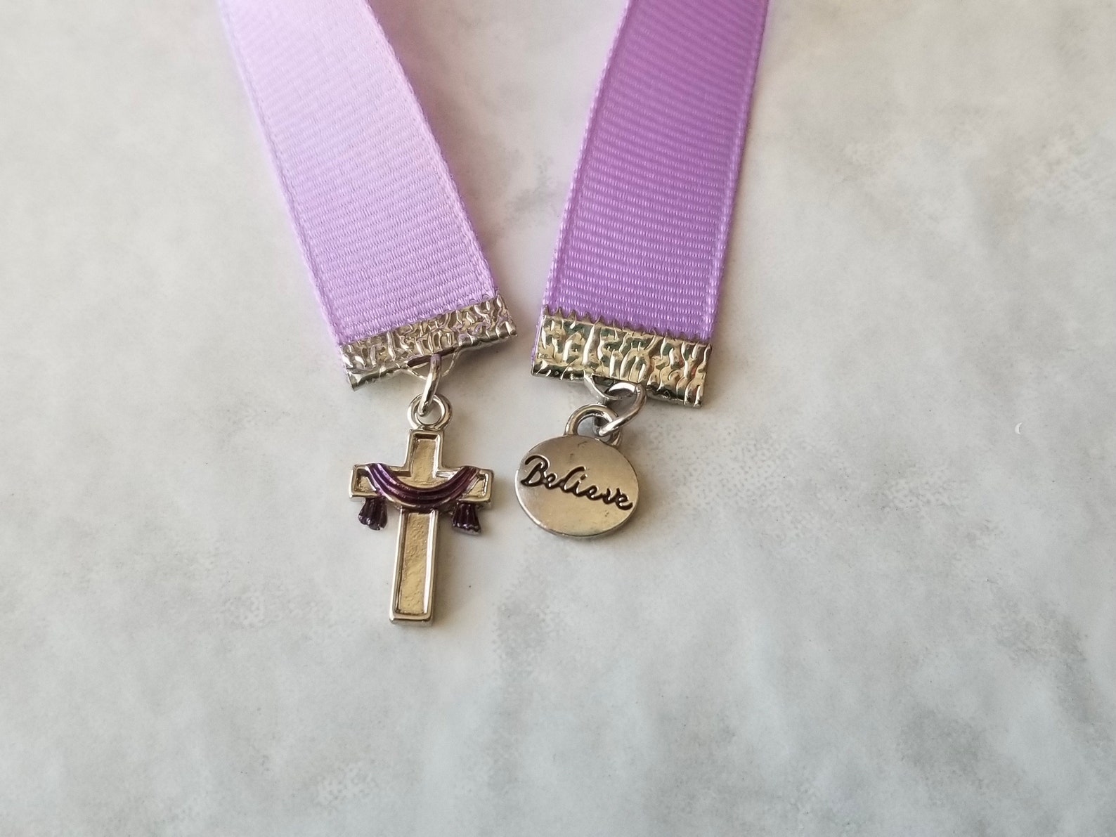 Christian Ribbon Bookmarks With Cross Charms - Handmade - Etsy