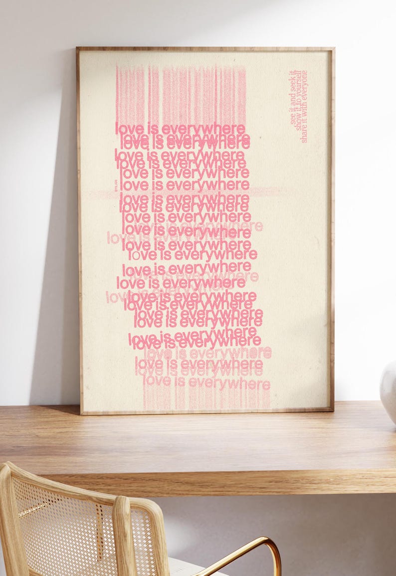 Love Everywhere Digital Print Pastel Aesthetic Valentines Day Poster ...