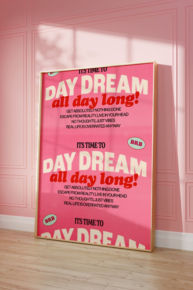 Daydream DIGITAL Download Print Typography Poster Pink - Etsy UK