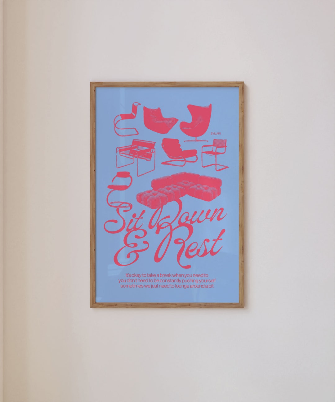 Sit Down & Rest DIGITAL Print Aesthetic Poster Danish Pastel - Etsy