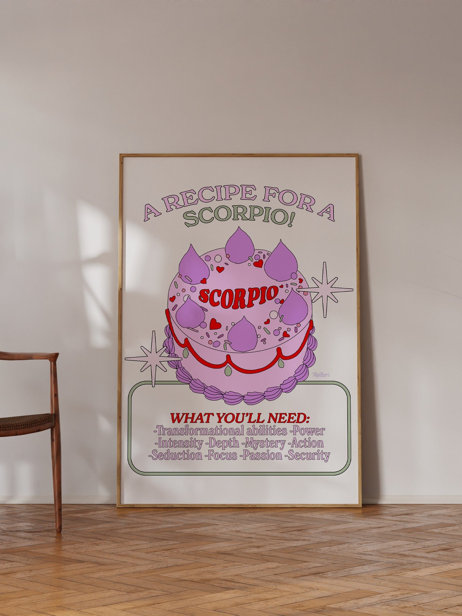Scorpio Cake DIGITAL Print Zodiac Star Sign Poster - Etsy