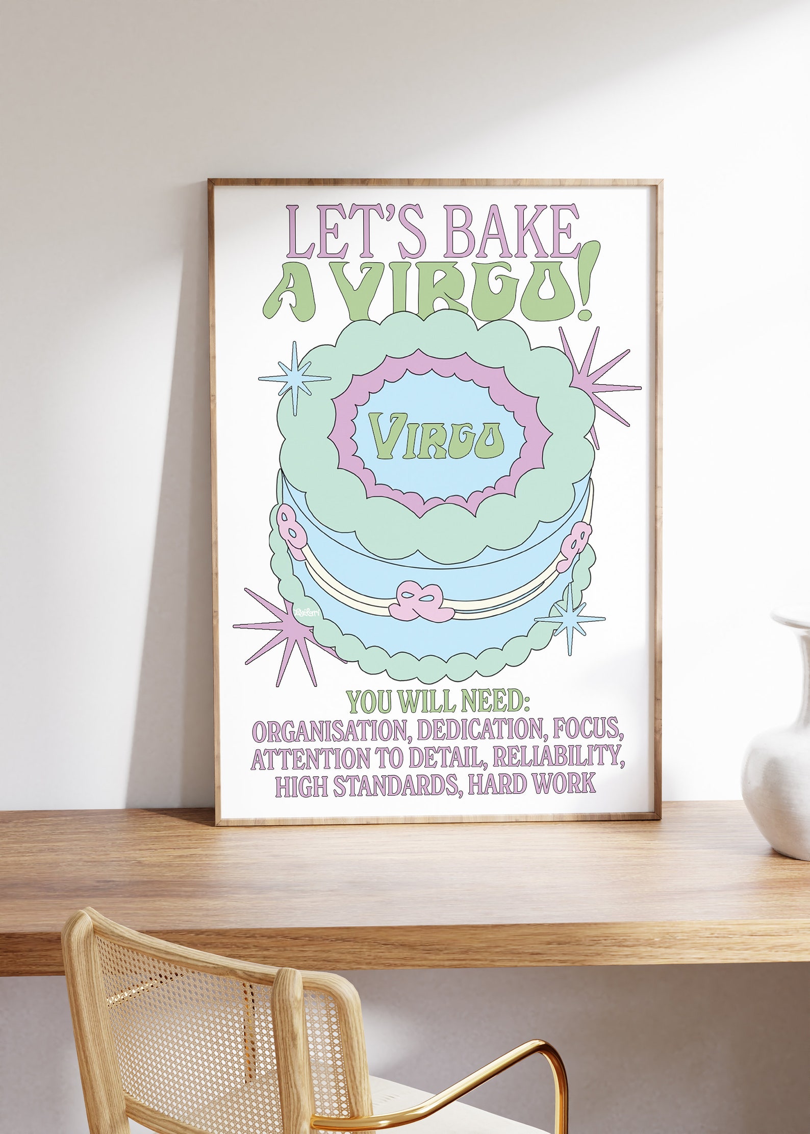 Virgo Cake DIGITAL Print Zodiac Star Sign Poster Illustration - Etsy UK