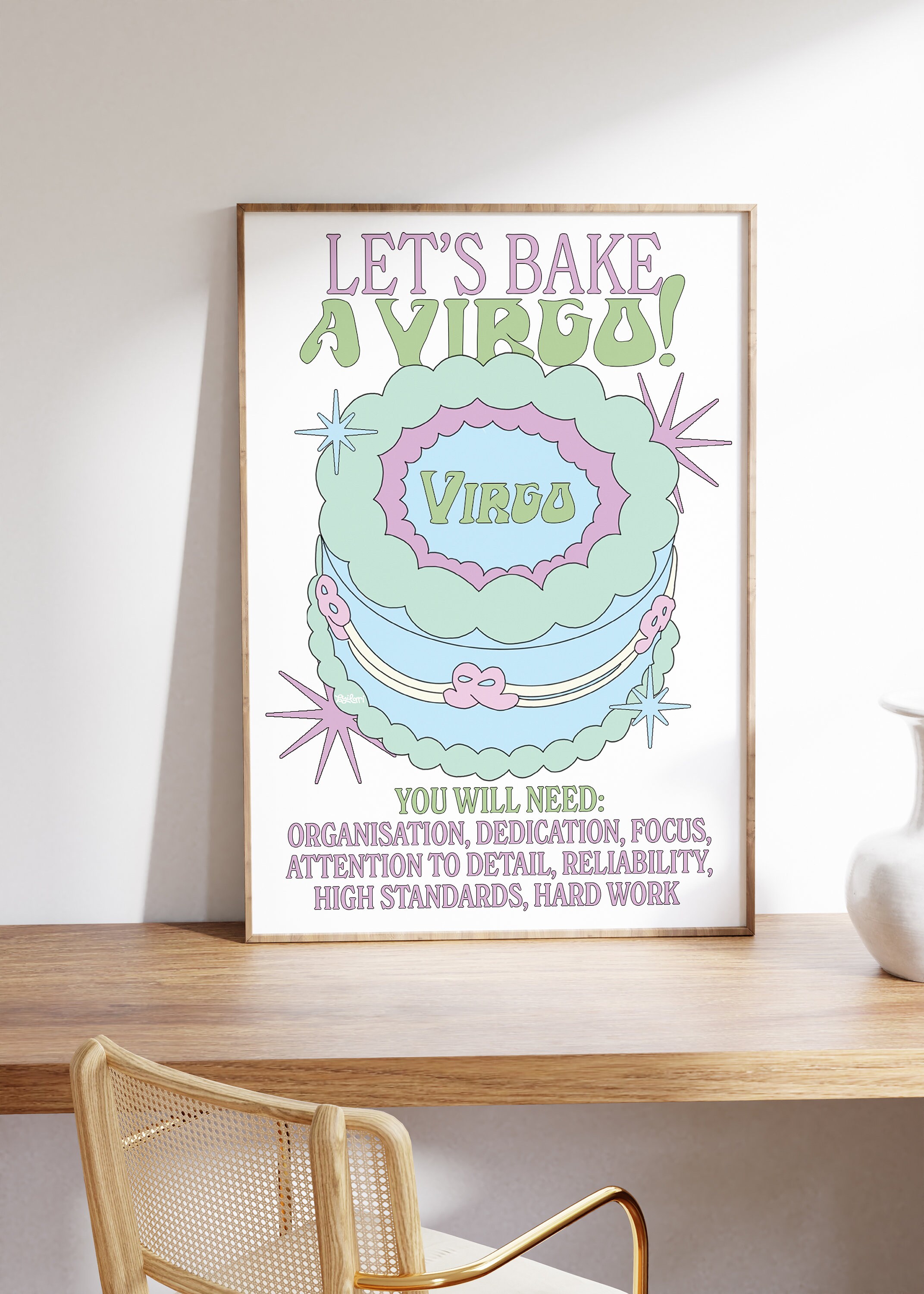 Virgo Cake DIGITAL Print Zodiac Star Sign Poster Illustration - Etsy UK