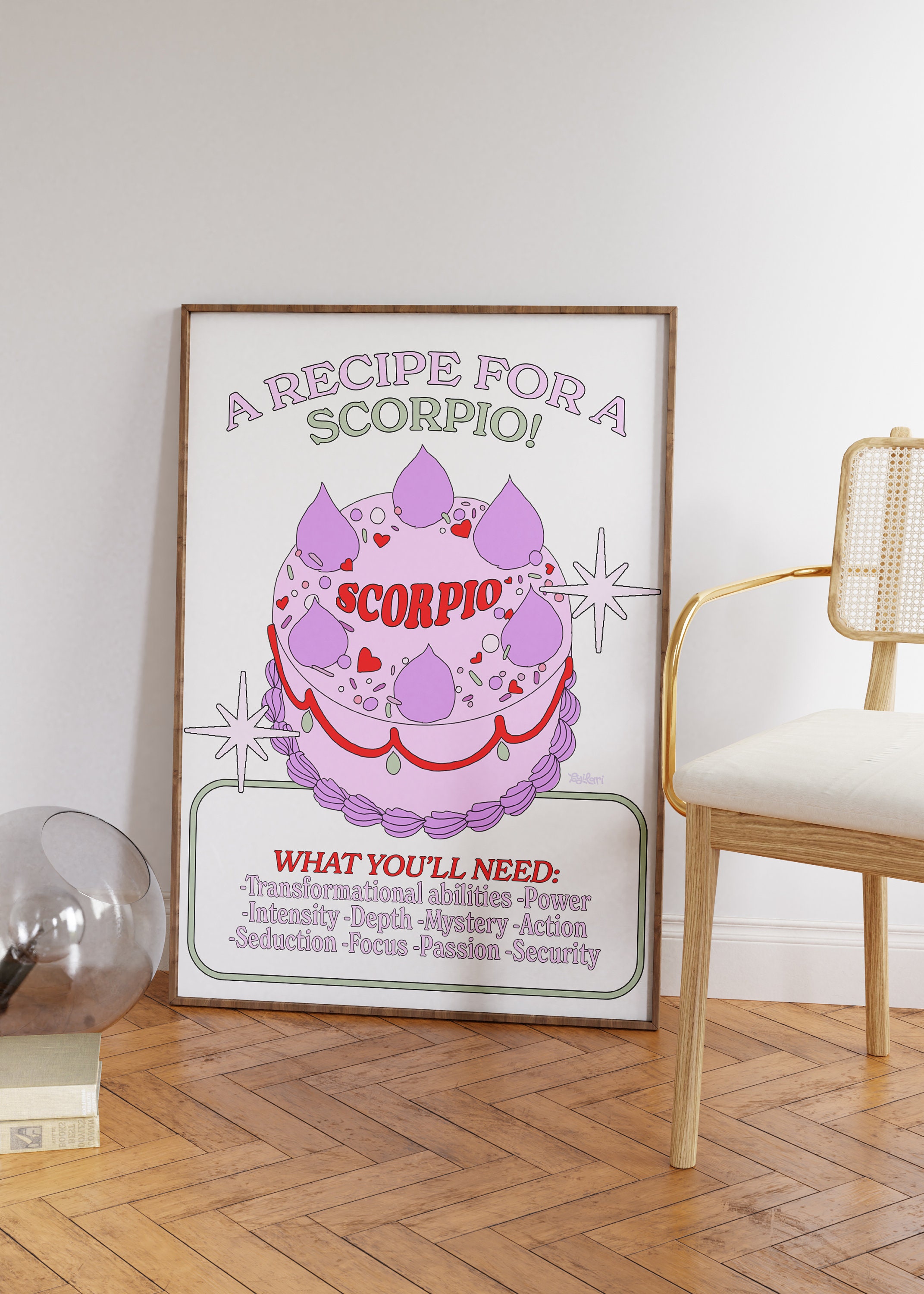 Scorpio Cake DIGITAL Print Zodiac Star Sign Poster - Etsy