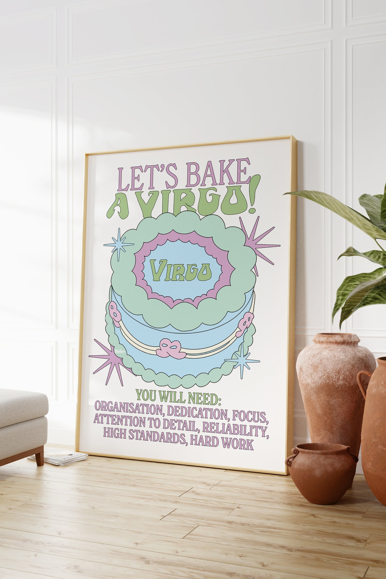 Virgo Cake DIGITAL Print Zodiac Star Sign Poster Illustration - Etsy UK