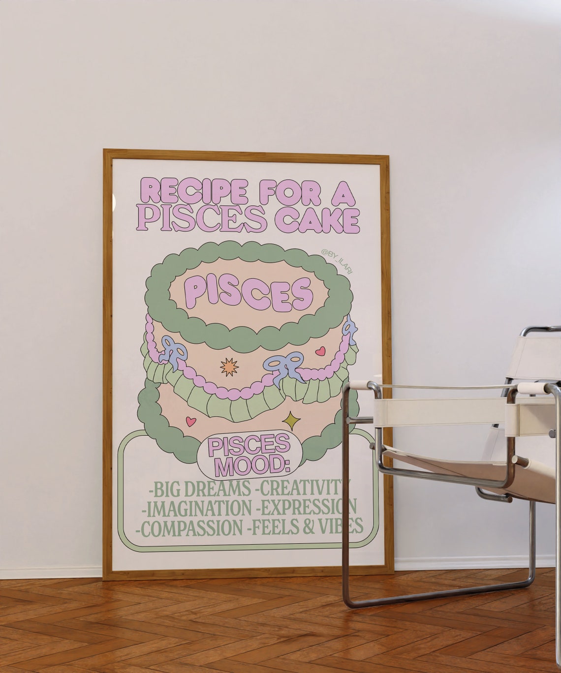 Pisces Cake DIGITAL Print Zodiac Star Sign Poster Illustration - Etsy