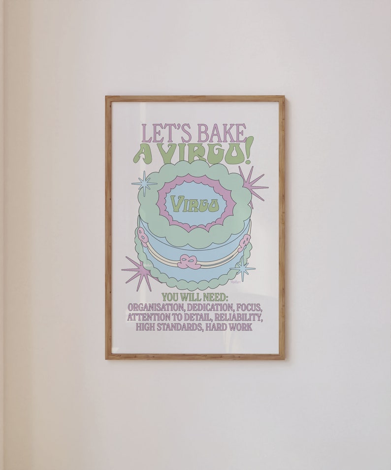 Virgo Cake DIGITAL Print Zodiac Star Sign Poster Illustration - Etsy UK