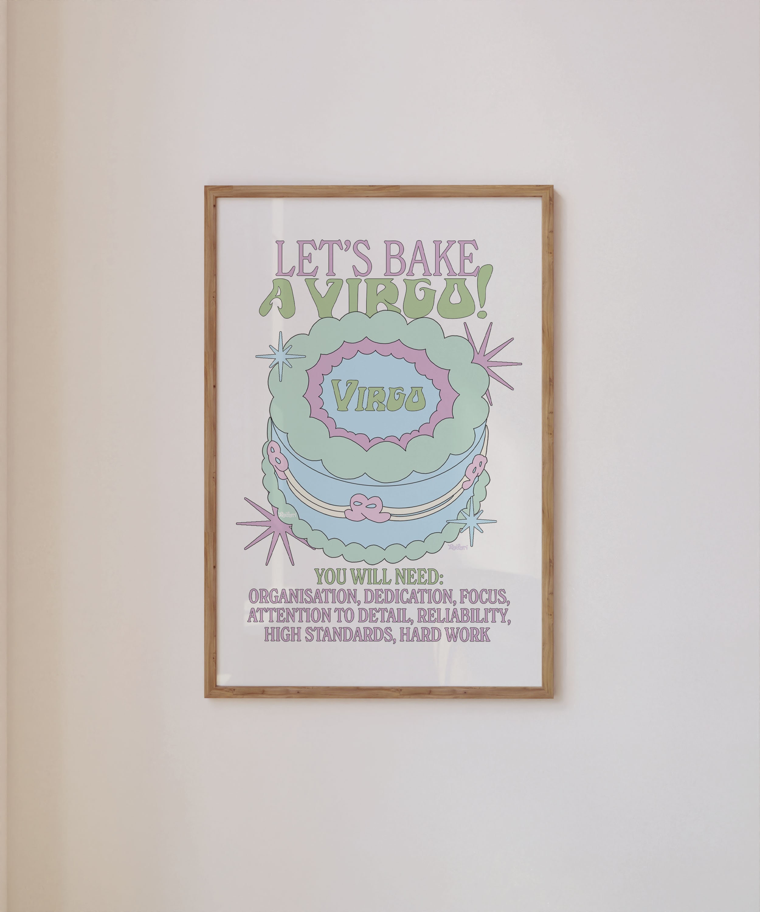 Virgo Cake DIGITAL Print Zodiac Star Sign Poster Illustration - Etsy UK