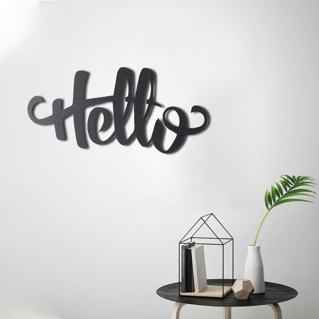 Metal Hello Sign, Metal Wall Art, Front Porch Decor, Welcome Sign ...