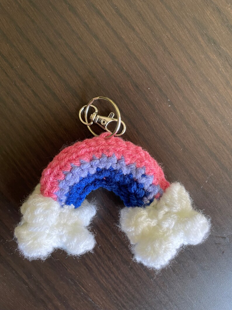 Bisexual Pride Flag Rainbow Handmade Crochet Keychain - Etsy