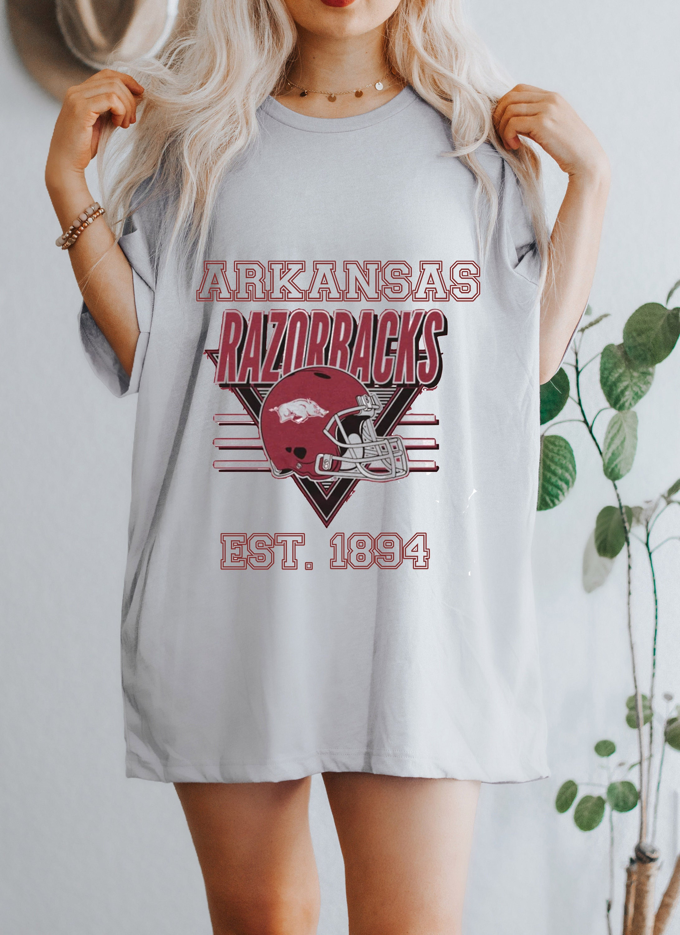 Retro Arkansas Razorback Football Graphic Tee Designed & Sold By Aqua